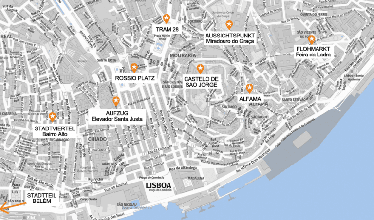 Lissabon Karte Sehenswrdigkeiten